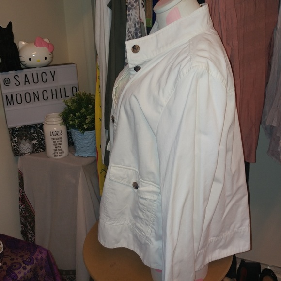 LOFT | Jackets & Coats | New Loft Anorak Military White Button Pocket ...